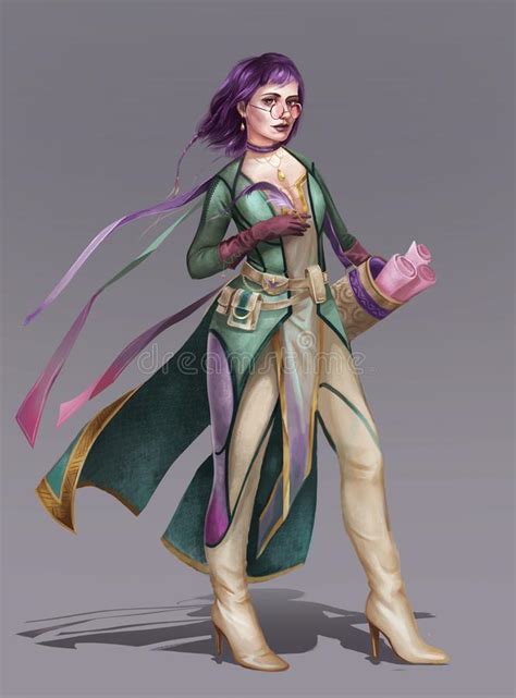 Illustration Of A Girl With Engineering Drawings Stock Illustration