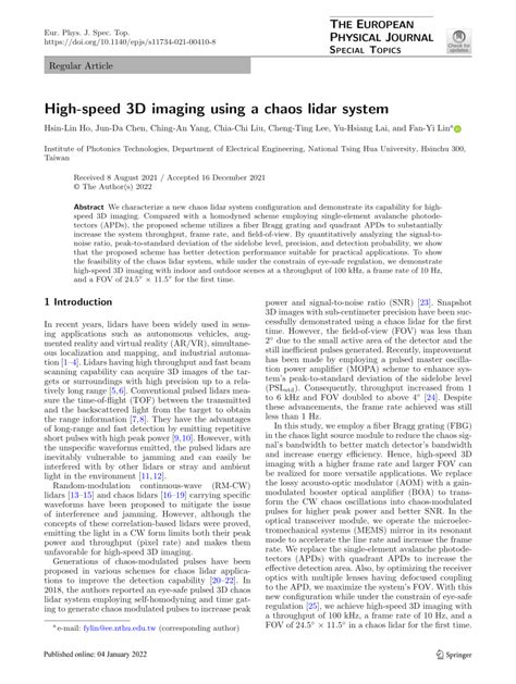 Pdf High Speed 3d Imaging Using A Chaos Lidar System