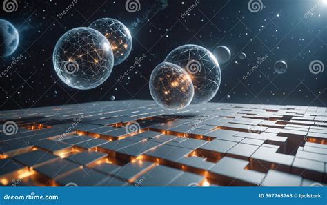 Abstract Gravitation Blocks Surreal Structures Levitating In Open Space Stock Illustration