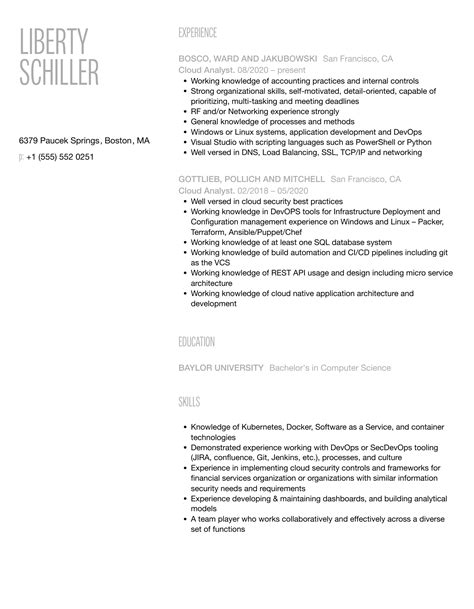 Cloud Analyst Resume Samples Velvet Jobs