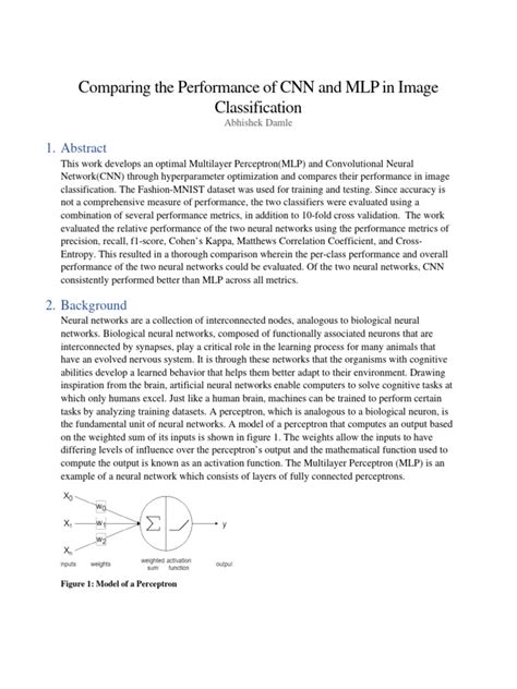 Abishek Damle Mlp Vs Cnn Pdf Artificial Neural Network Applied