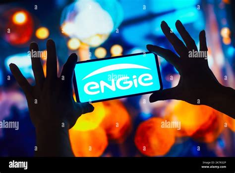 In This Photo Illustration The Engie Logo Is Displayed On A Smartphone