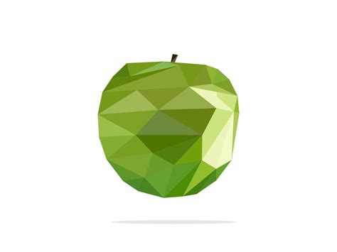Fruit Illustration Green Apple Abstract Geometric Triangle Polygon Art