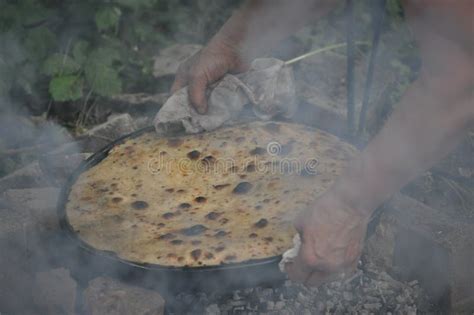 Flia Multiple Crêpe Like Layers Brushed With Cream And Served With Sour Cream And Butter Stock