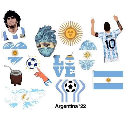12 Pack Stickers Selección Argentina Waterproof Stickers Argentina