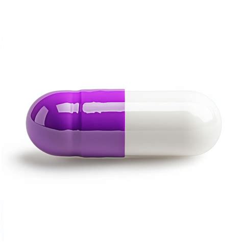 Purple And White Capsule Pill Isolated On White Background Premium Ai Generated Image