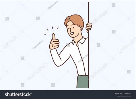 Happy Person Peeking Around Corner Photos And Images Shutterstock