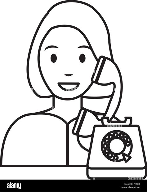 Woman Calling With Telephone Vector Illustration Design Stock Vector