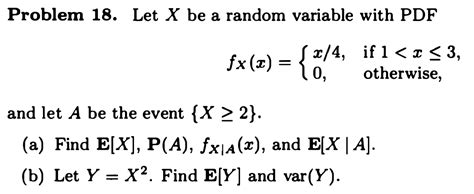 solved problem 18 let x be a random variable with pdf