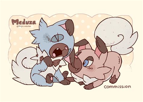 Zlayameduza Rockruff Nintendo Pokemon Biting Ear Commission