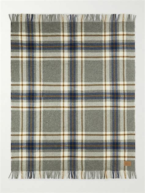 Pendleton Fringed Checked Virgin Wool Blanket Pendleton