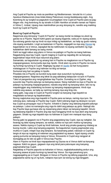 Ang Cupid At Psyche Ay Mula Sa Panitikan Ng Mediterranean Isinulat