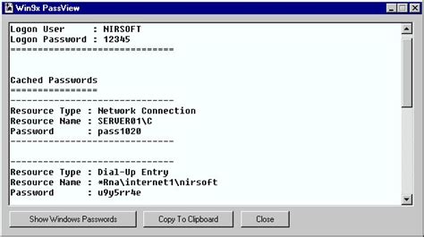 Download Nirsoft Win9x Passview V11 Freeware Afterdawn Software