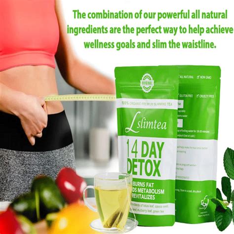 Natural Slim Tea 14 Day Detox With Organic Green Tea For Body Cleanse