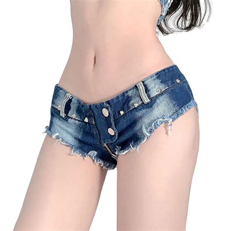 Woman Streetwear Zipper Open Crotch Denim Shorts Female Outfits