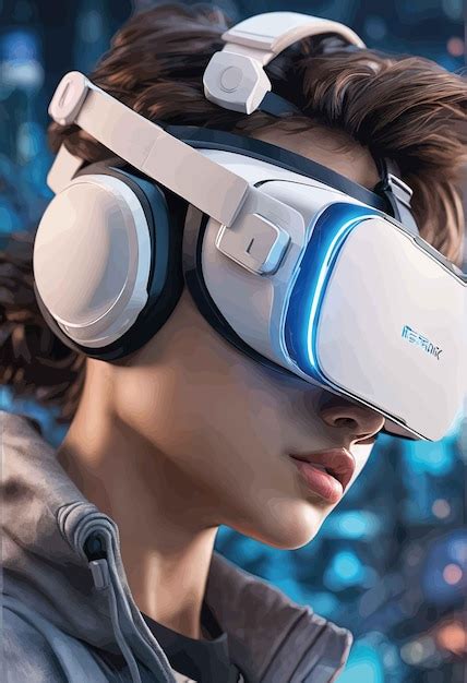 Premium Vector Young Woman Using Vr Goggles In The City 3 D