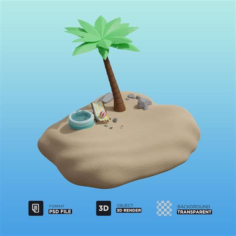 Concepto De Vacaciones De Verano En La Isla Con Palmeras Y Accesorios