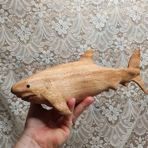 Handcarved Yellow Stringybark Eucalyptus Great White Shark Etsy