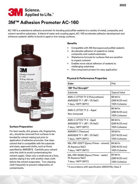 3m Adhesion Promoter Ac 160 Tds Pdf Safety Occupational Safety