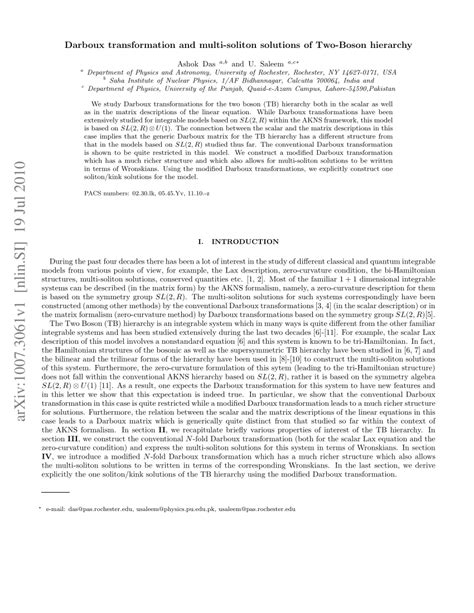 Pdf Darboux Transformation And Multi Soliton Solutions Of Two Boson