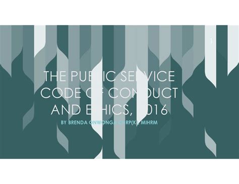 Psc Code Of Conduct And Ethics Trainers Induction The Public Service Code Of Conduct And