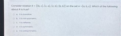 Solved Consider Relation R B C C A C B B