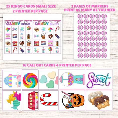 Candy Bingo Printable Candy Bingo Game Instant Download Candyland