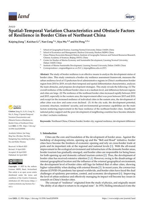 PDF Spatial Temporal Variation Characteristics And Obstacle Factors Of Resilience In Border