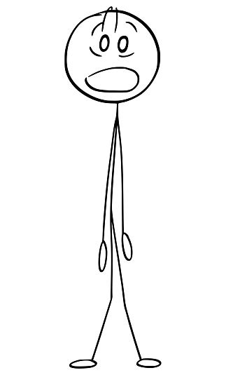 Stressed Or Scared Person Showing Facial Expression Vector Cartoon