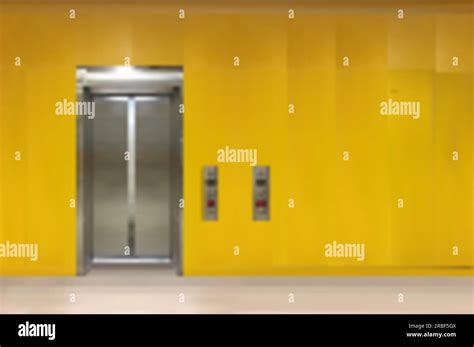 Chrome Metal Office Building Elevator Doors Open And Closed Variant Realistic Vector