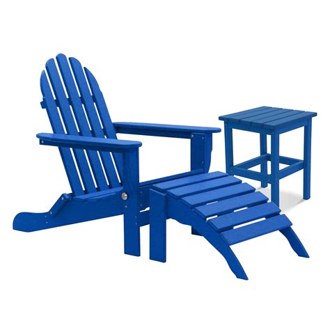 Durogreen Folding Adirondack Chair With Ottoman And Side Table Made