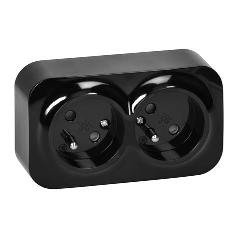 Todo Double Socket 2x2p E 16a 230vac Ip20 Black 10 Pcs