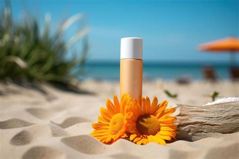 Premium Photo Sun Protection Facial Spray Mock Up Cosmetic Packaging