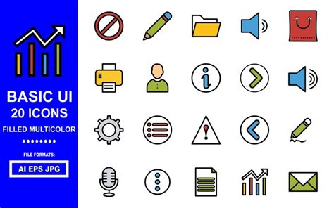 Basic UI Filled Multicolor Icon Pack TemplateMonster