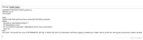 this function has none of deterministic no sql or reads sql data in