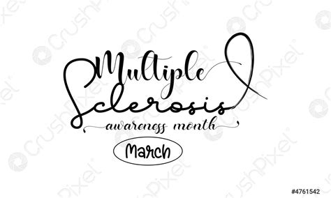 Esclerosis Múltiple Conciencia Mes Cepillo Caligrafía Estilo Vector