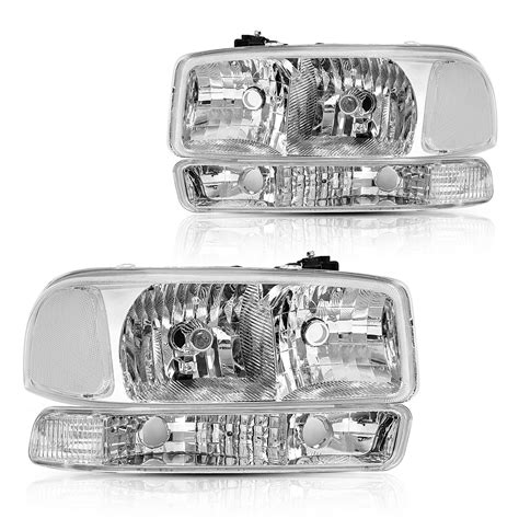 Headlights W Bumper Lamps For 1999 2007 Gmc Sierra 1500 2500 2000 2006