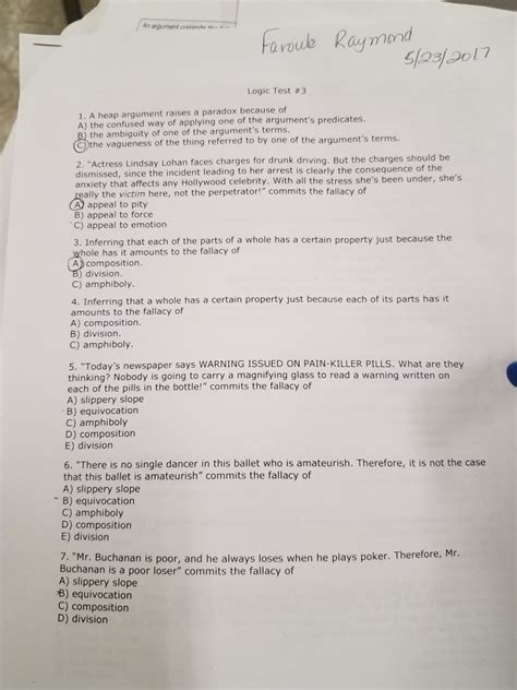 logic test 3 1 a heap argument raises a paradox