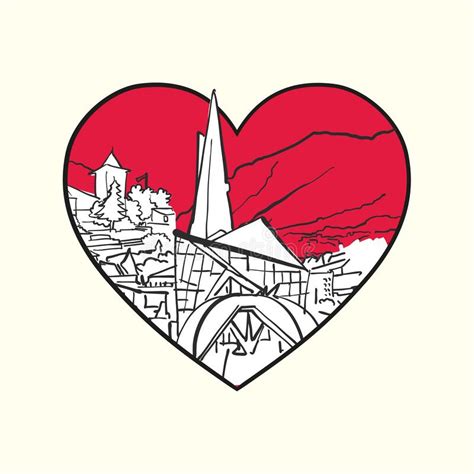 I Love Andorra La Vella Red Heart And Famous Buildings Stock Vector