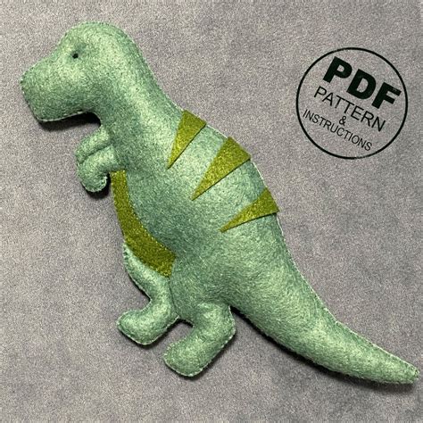 Felt T Rex Sewing Pattern Dinosaur Plush Ornament Pdf Pattern Etsy