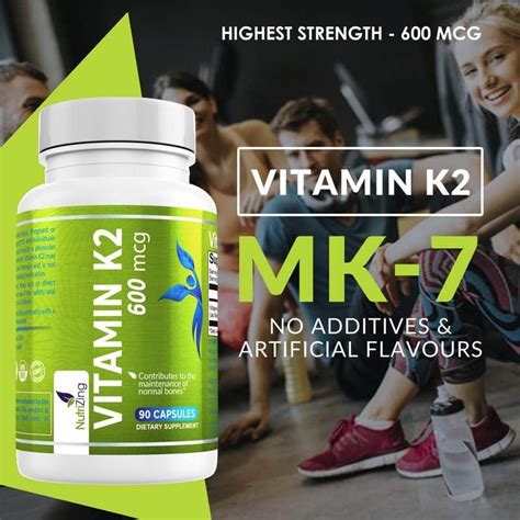 Nutrizing K2 Vitamin Supplement Mk 7 600mcg High Strength 90 Vegan