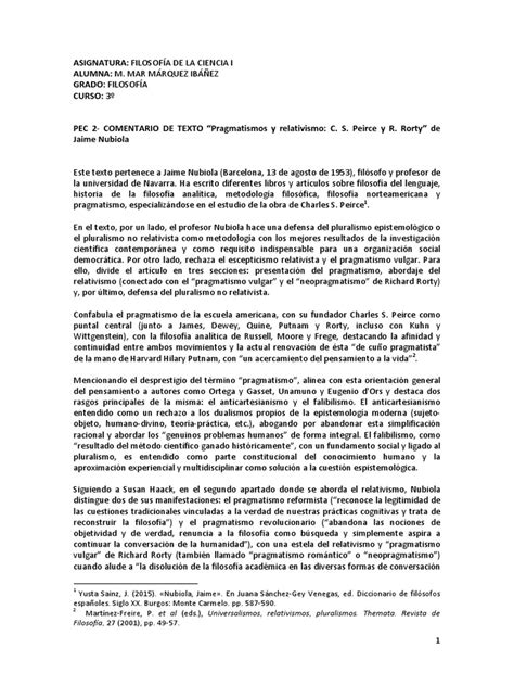 Pec Ii Fci Nubiola Mmárquez Descargar Gratis Pdf Pragmatismo Conocimiento