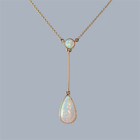 Antique Opal Necklace 15ct Gold Edwardian Pendant Circa 1910 Vintage