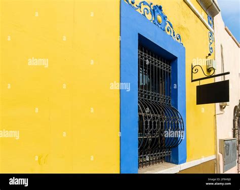 Mexico Monterrey Colorful Historic Buildings In The Center Of The Old City Barrio Antiguo A