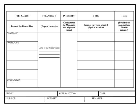 Exercise Plan Template Pdf