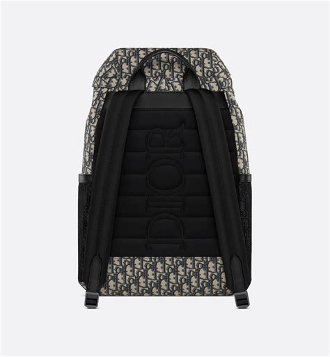 Dior 8 Backpack With Flap Beige And Black Dior Oblique Jacquard Dior