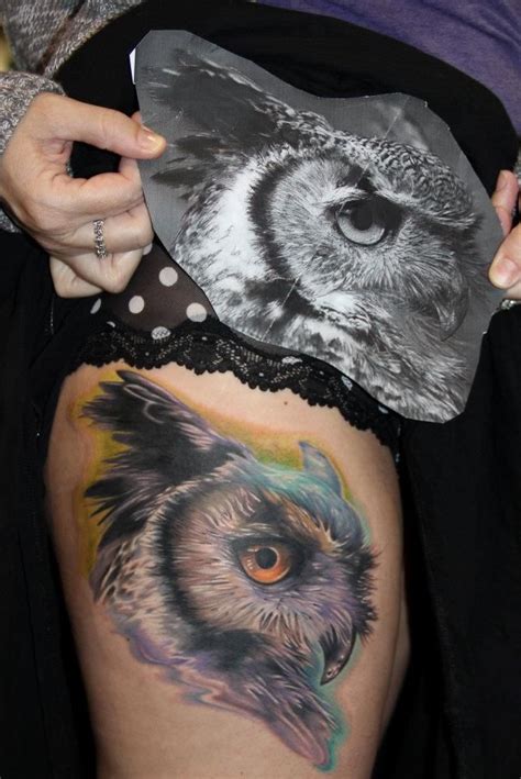 Realistic Owl Awesome Color Audie Fulfer High Class Tattoo Fresno
