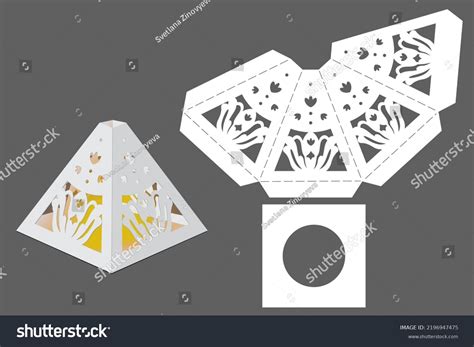 Stencil Template Triangular Lantern Large Flower Stock Vector Royalty