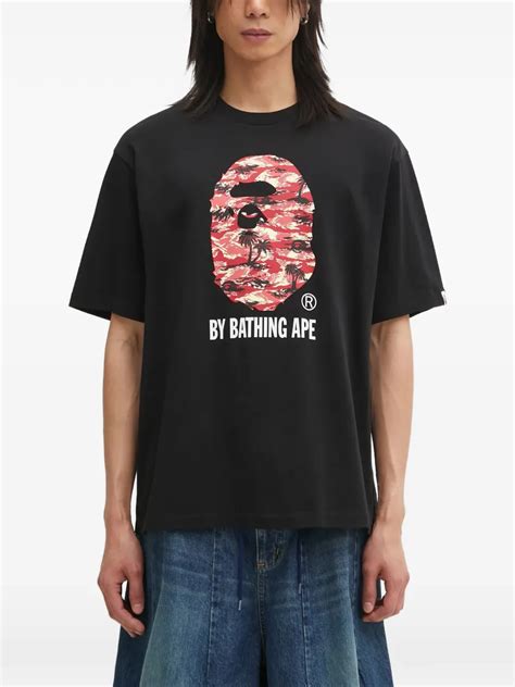 A Bathing Ape® Graphic Print Crew Neck T Shirt Black Farfetch