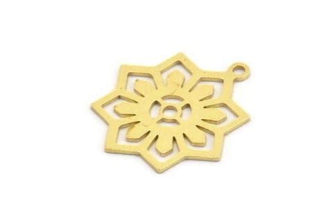 Brass Octagon Charm 12 Raw Brass Octagon Patterned Charms With 1 Loop